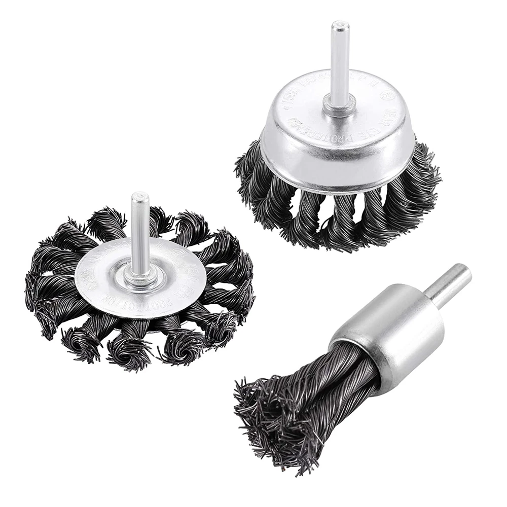 Factory Twisted Knot Wheel Pen Brush /cup Brush /twist End Brush 3 Pcs ...