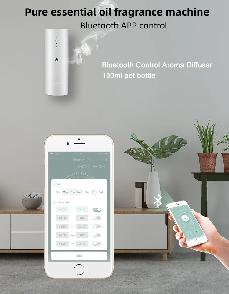 App Wireless Bluetooth Wall Hanging Usb-c Scent Nebulizer 130ml ...