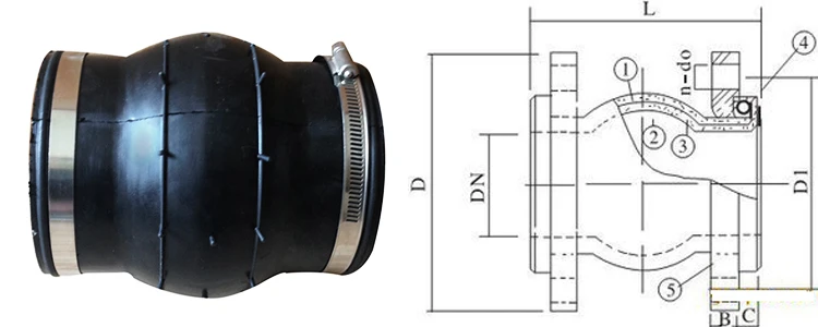 Rubber Coupling Pipeline Bellows Compensator Clamp EPDM Flexible Rubber ...