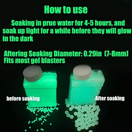 Glow In The Dark Water Bullet Beads Gel Ammo For Gel Blasteer 7mm-8mm ...