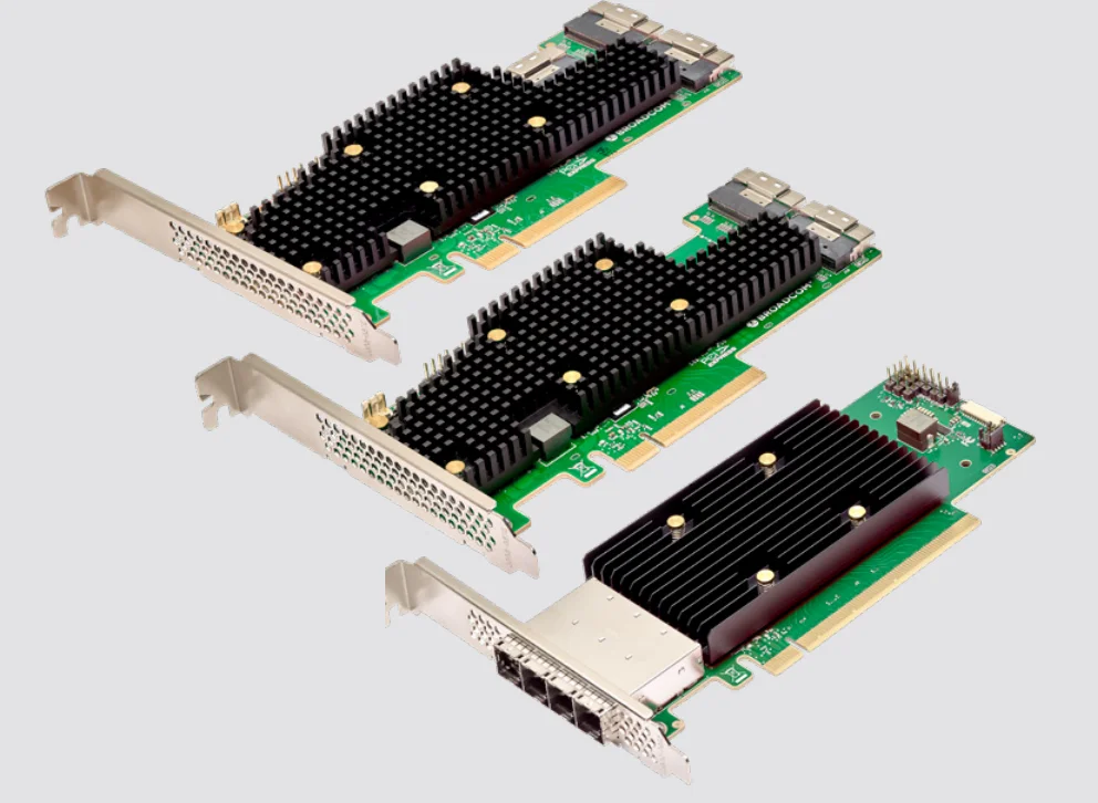 Broadcom RAID控制器卡MegaRAID 9600系列24G PCIe 4.0三模RAID适配器和eHBAs MegaRAID ...