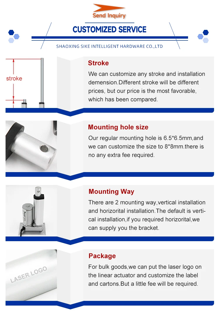 High Torque 24 Volt DC Motor Electric Telescopic Linear Actuator Ip66 ...