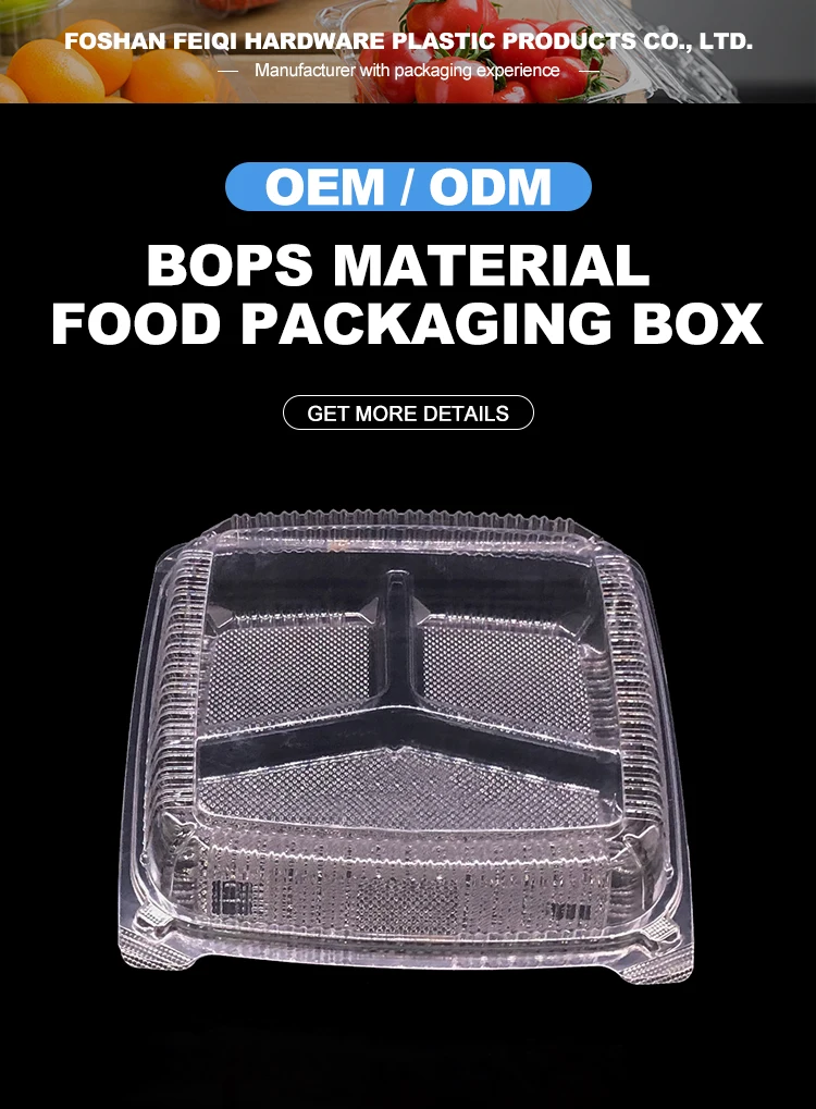 Bops Plastic Clear Fresh Fruit Salad Box Take Out To Go 3-compartments ...