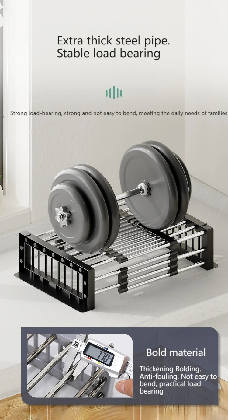 Kitchen Adjustable Sink Dish Drainers Drain Basket Stainless Steel Dish ...