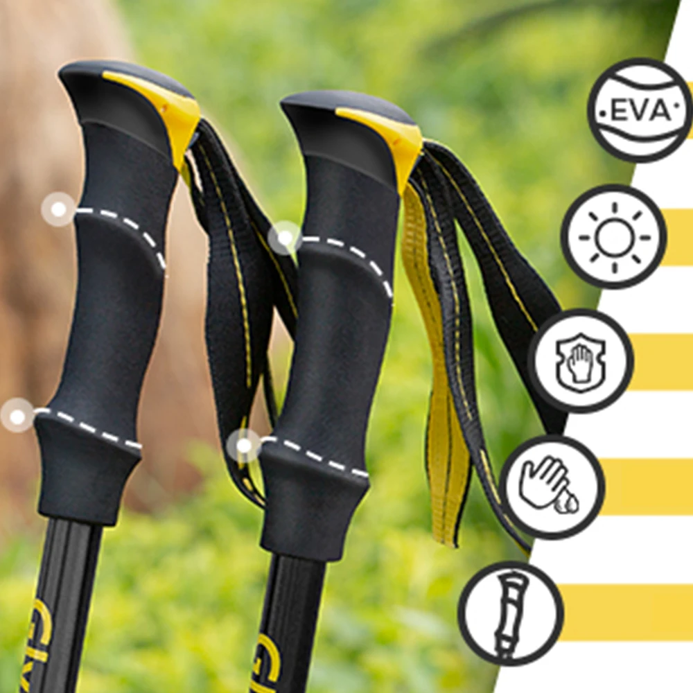 Custom Aluminum 7075 Adjustable Foldable Nordic Walking Sticks
