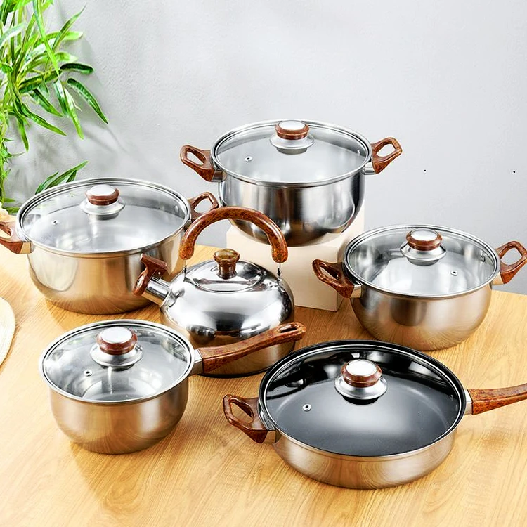 12 Piece Korean Kettle Non Stick Frying Pan Cookware Set Pan And Pot ...