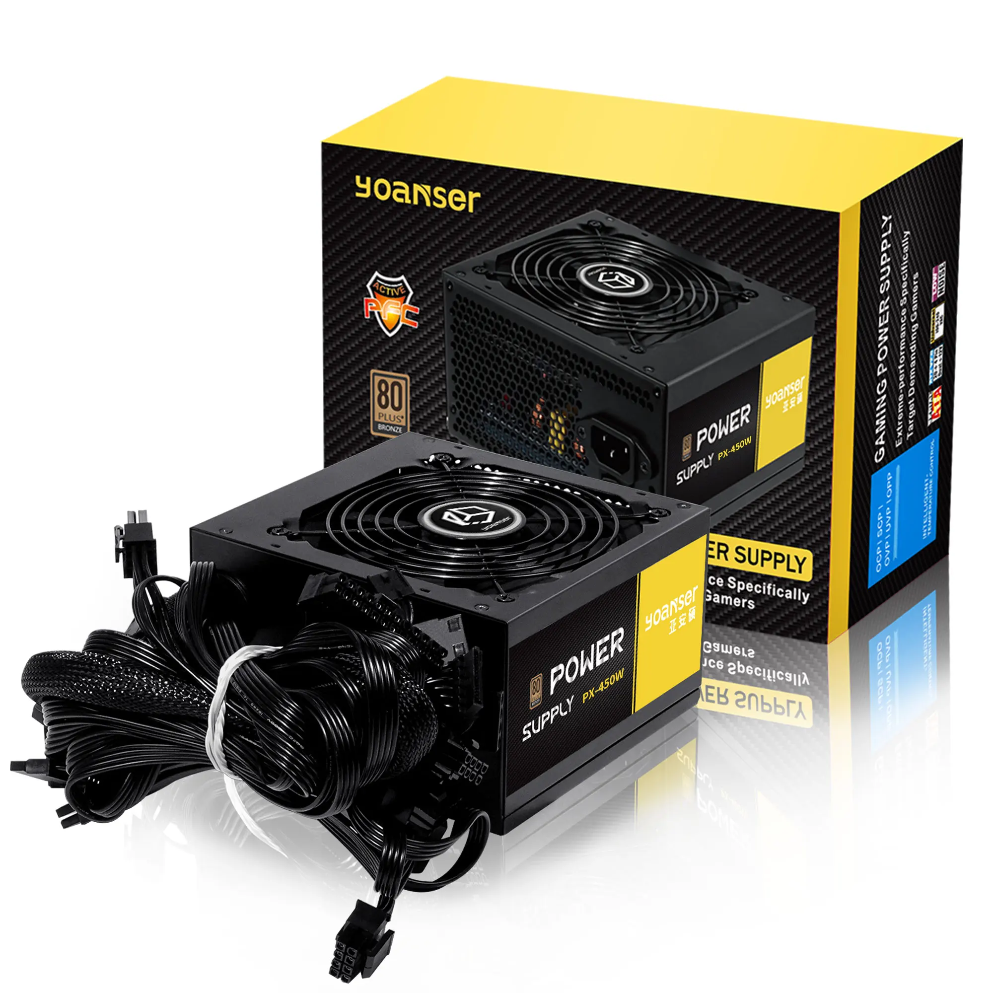 80Plus Bronze 400w 450w 500w 550w 600w 700w ATX psu gaming pc computer desktop power supply ...