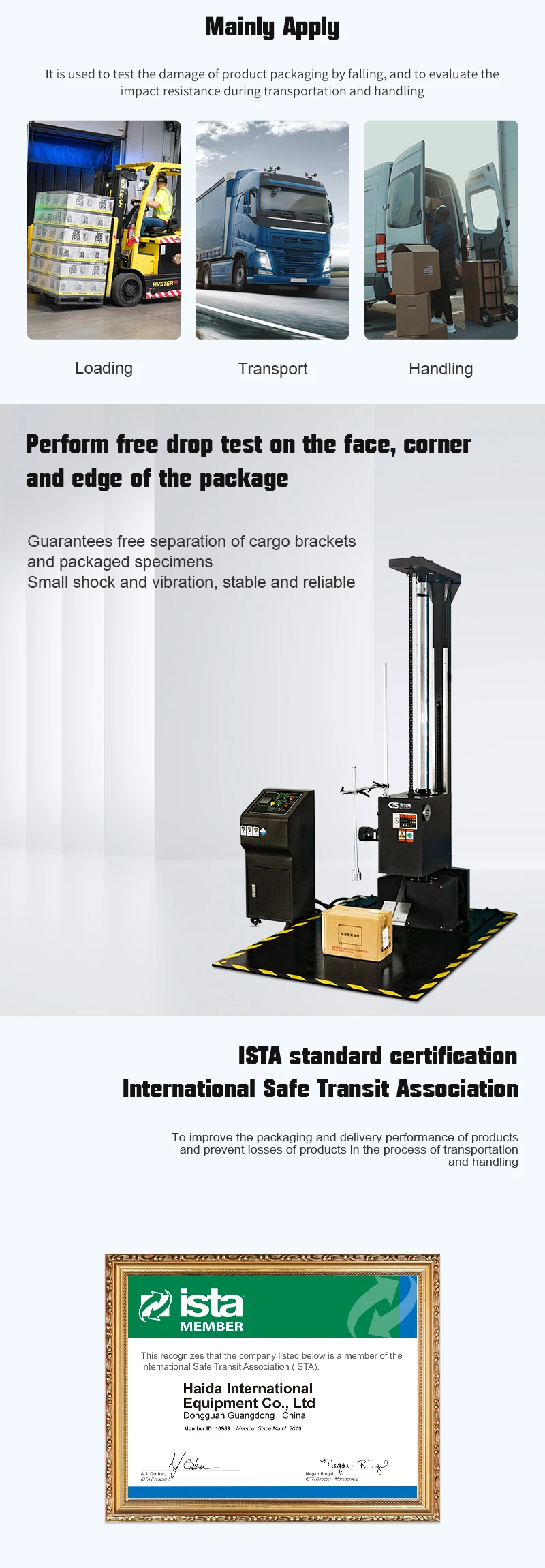 ISTA Package Drop Test Machine - Haida HD-A520 Equipment