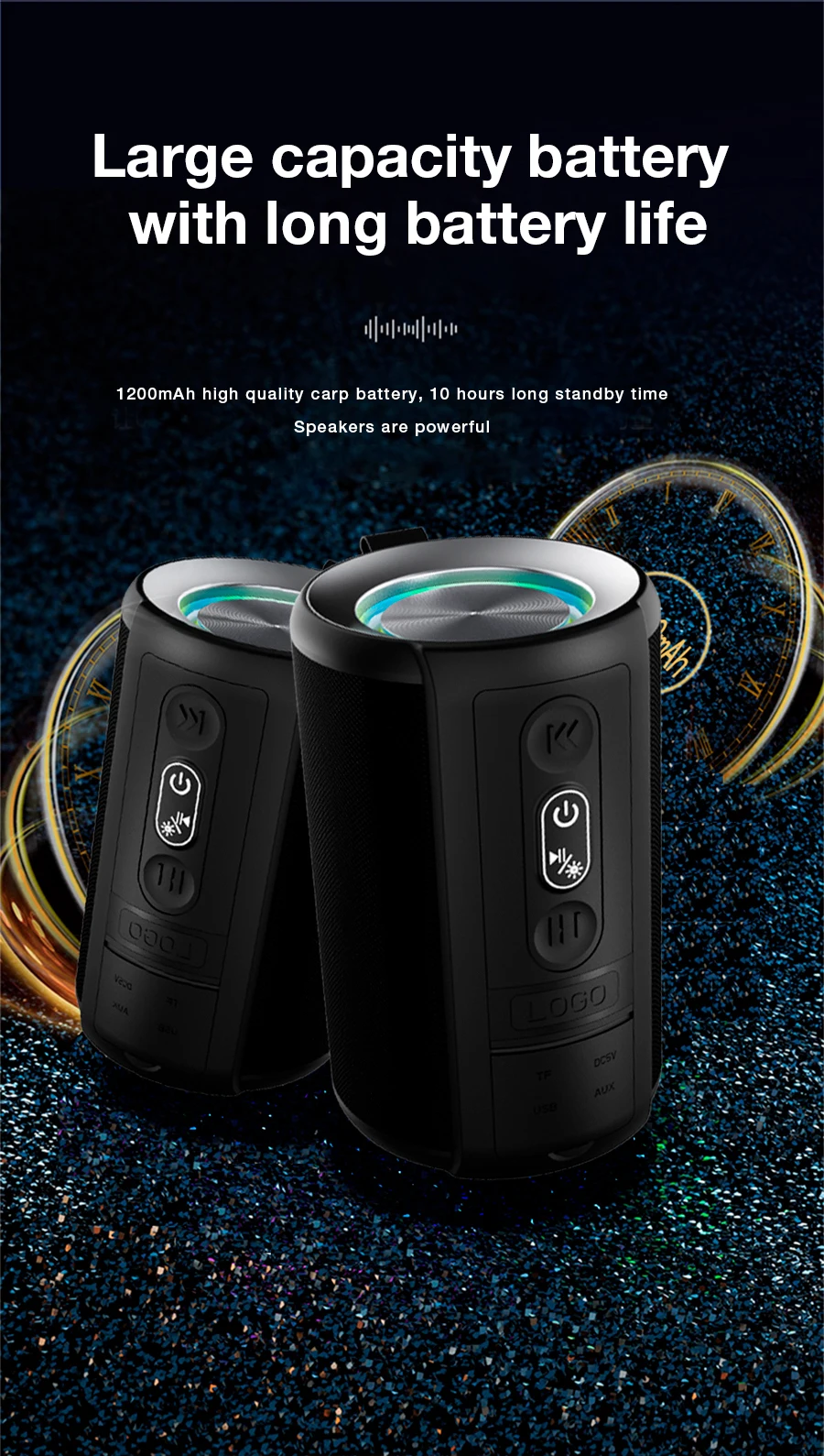 Fansbe Rgb Light Boombox Waterproof Outdoor Portable Wireless Subwoofer ...