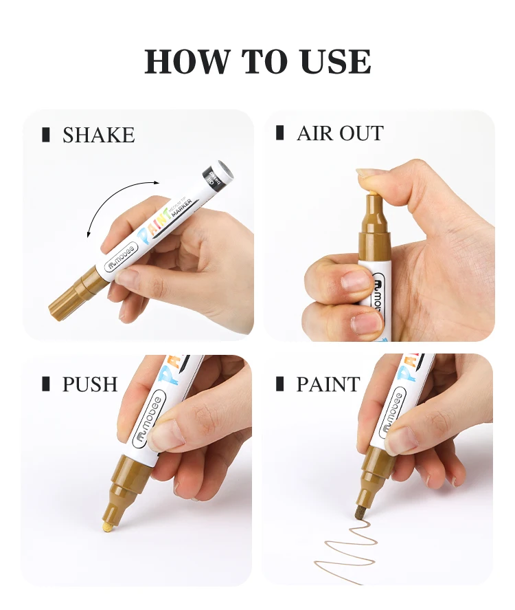 Mobee P-862a Low Odour Waterproof Paint Marker Of 12 Customized Paint ...