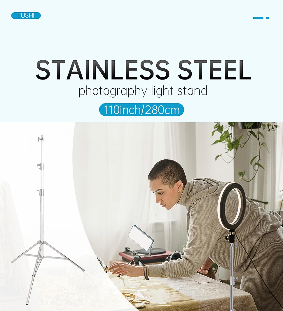 2.8m Stainless Steel Light Stand Tripod Photography Stand For ...