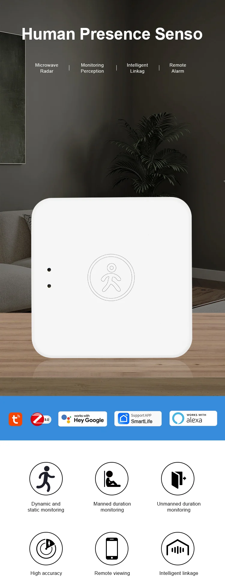 Tuya Wifi /zigbee Human Presence Detector Smart Human Body Pir Sensor ...