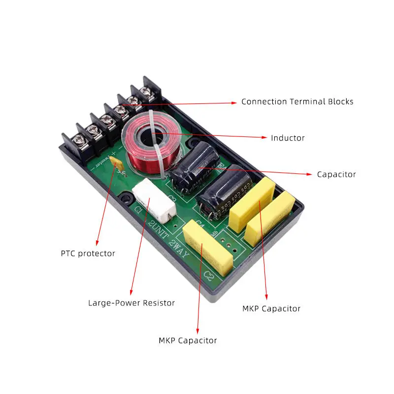 Car Audio 2 Way Passive Speaker Treble Bass Frequency Divider Crossover ...