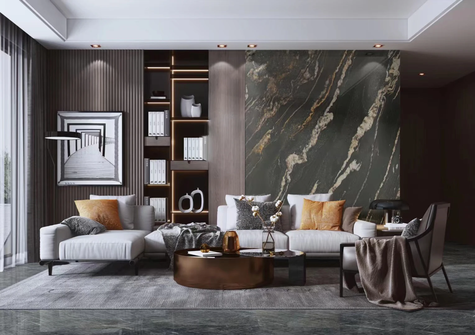 Granito Gold - Golden Cosmos Slab for Hotel & Villa Decor