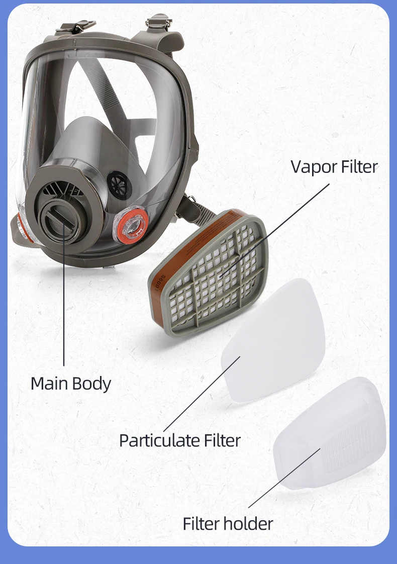 Full-faced 6800 Gas Mask Safety Breathing Device With Replaceable ...