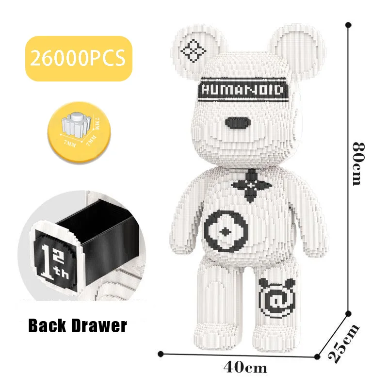 Creative 80cm 3d Bearbricks Cartoon Fashion Diy Assembly Star Bear ...