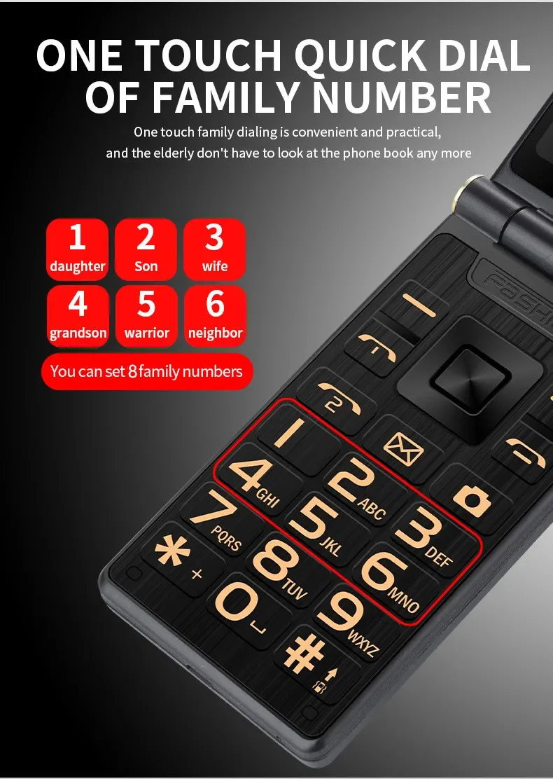 YEEMI M1 GSM 2G Flip Mobile Phone for the Elderly - Dual Sim