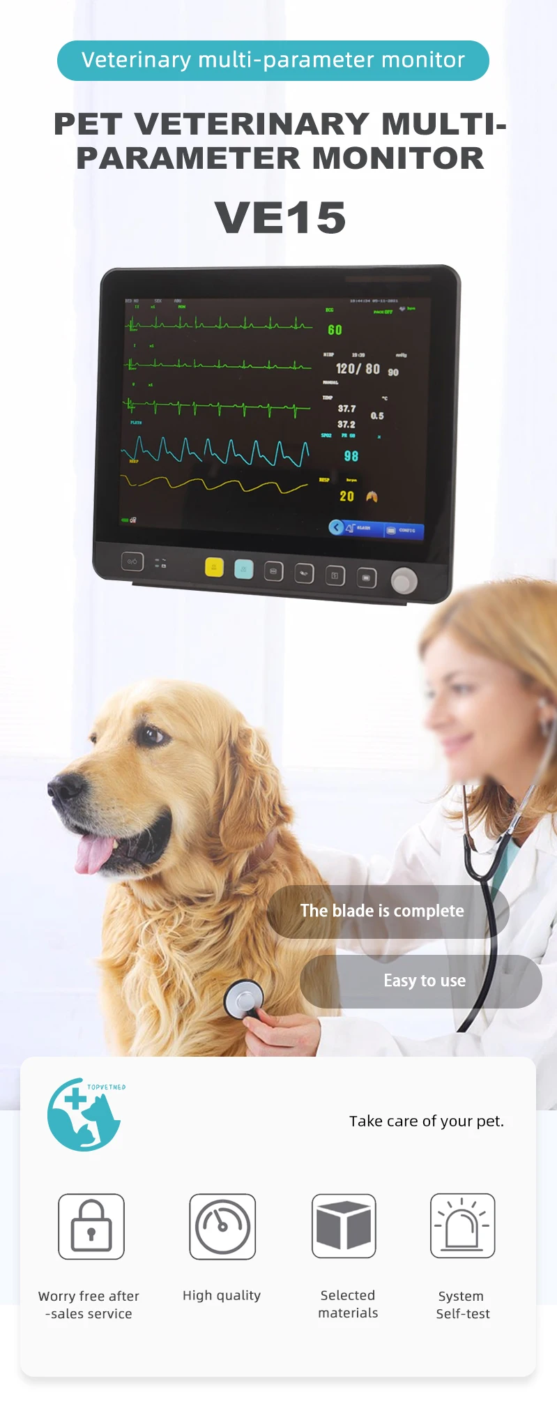 Portable Multiparameter Vet Monitor Vital Ecg Pet Monitoring Tool ...