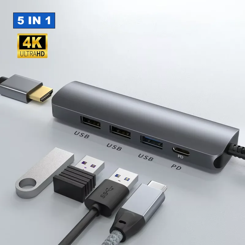 Ult-unite Right Angle 5 In 1 Usb Type C Hub With 4k Hdmi Usb 3.0 2.0 ...
