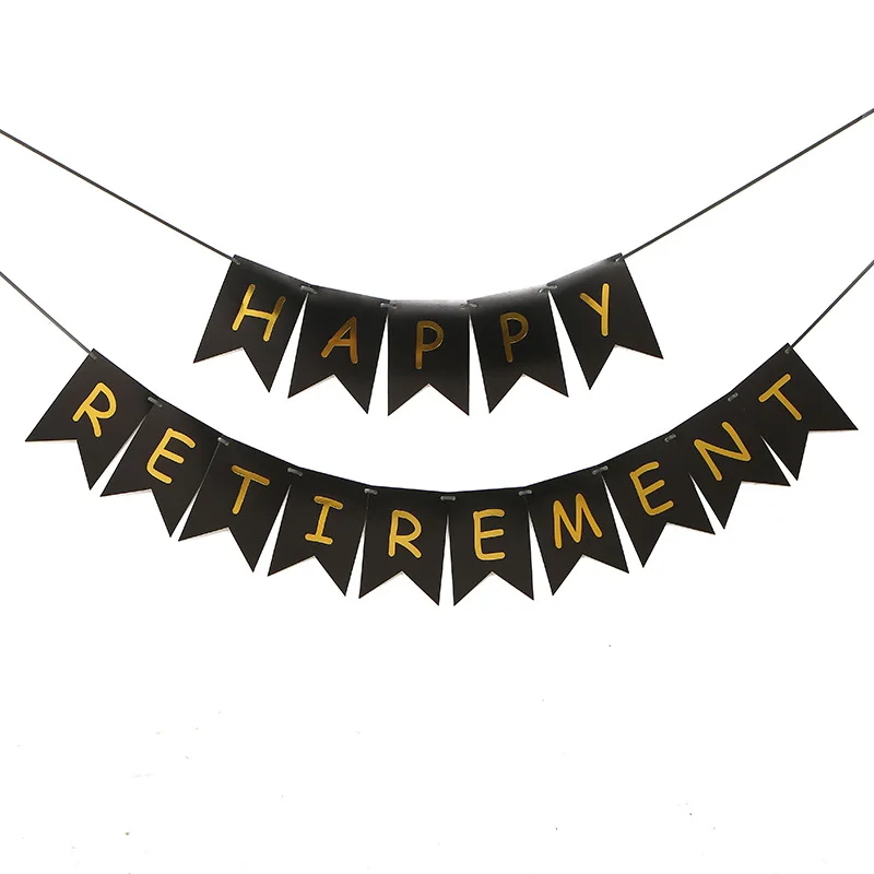 Black Gold Dovetail Letters Official Retirement Banners Balloon ...