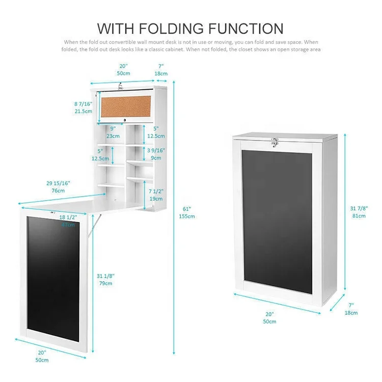 Multi-function Convertible Wall Floating Folding Computer Table Desk