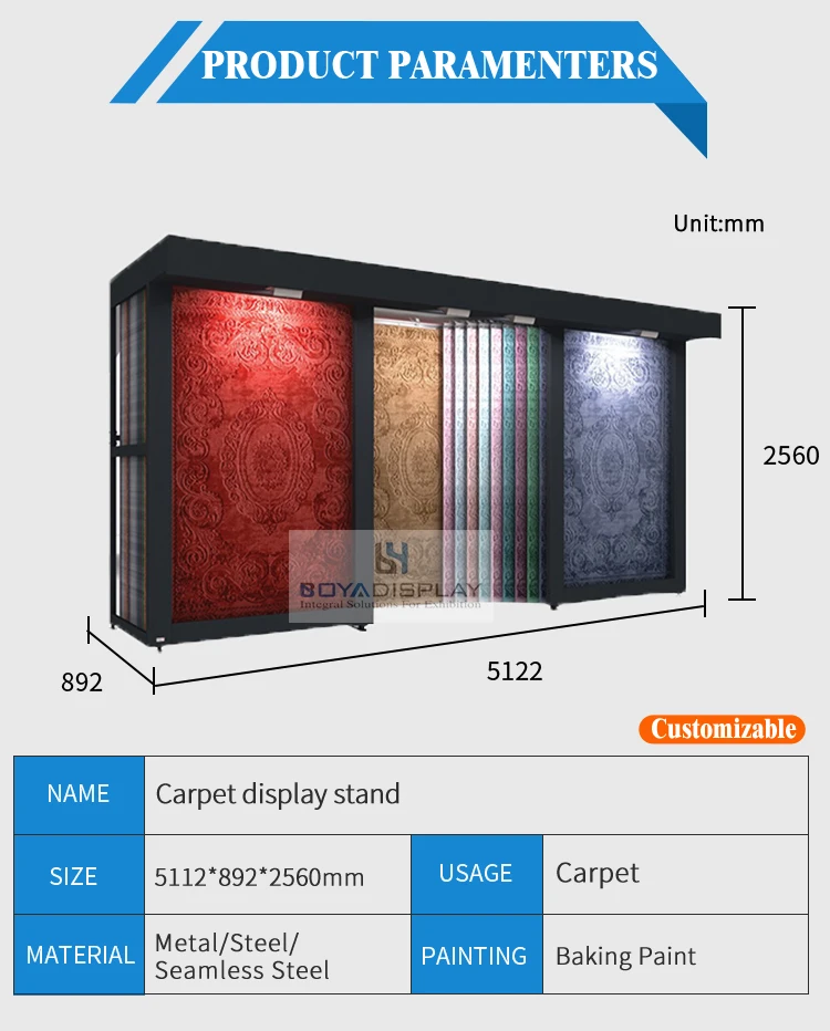 Customizable Metal Carpets Mat Rug Display Rack Stand