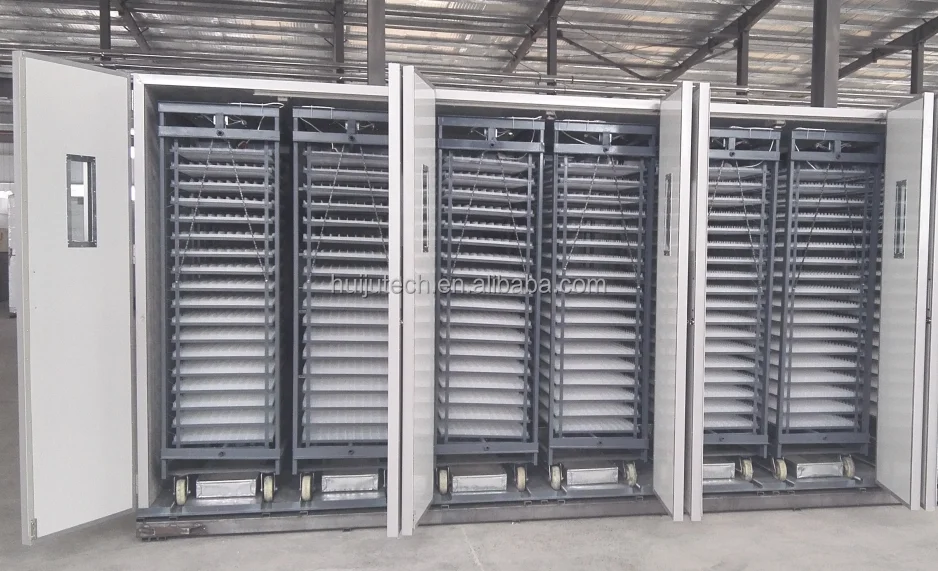 4 Trolleys 22528 Chicken Egg Incubator + 2 Trolleys 11264 Chick Hatcher ...