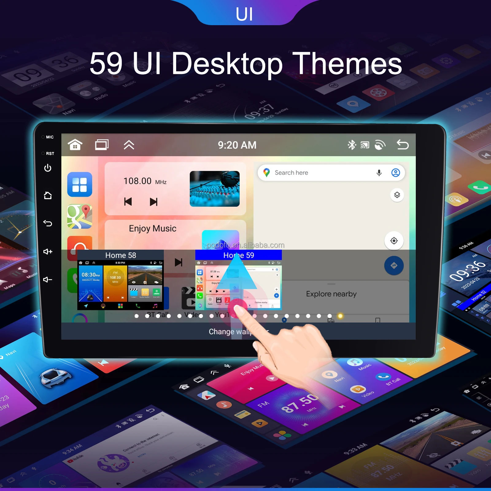 Podofo Double Din Android Car Radio - 10.1" 6+128GB IPS Screen