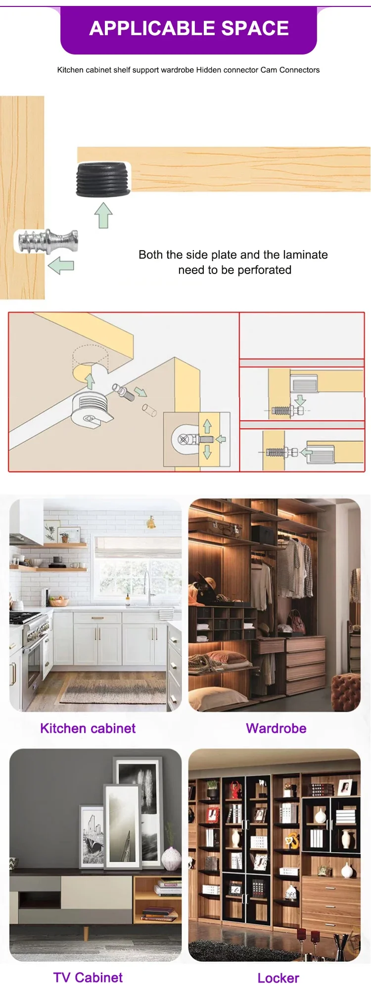 Concealed Shelf Fixer Support Bracket 3 In 1 Shelf Support Pins Plate ...