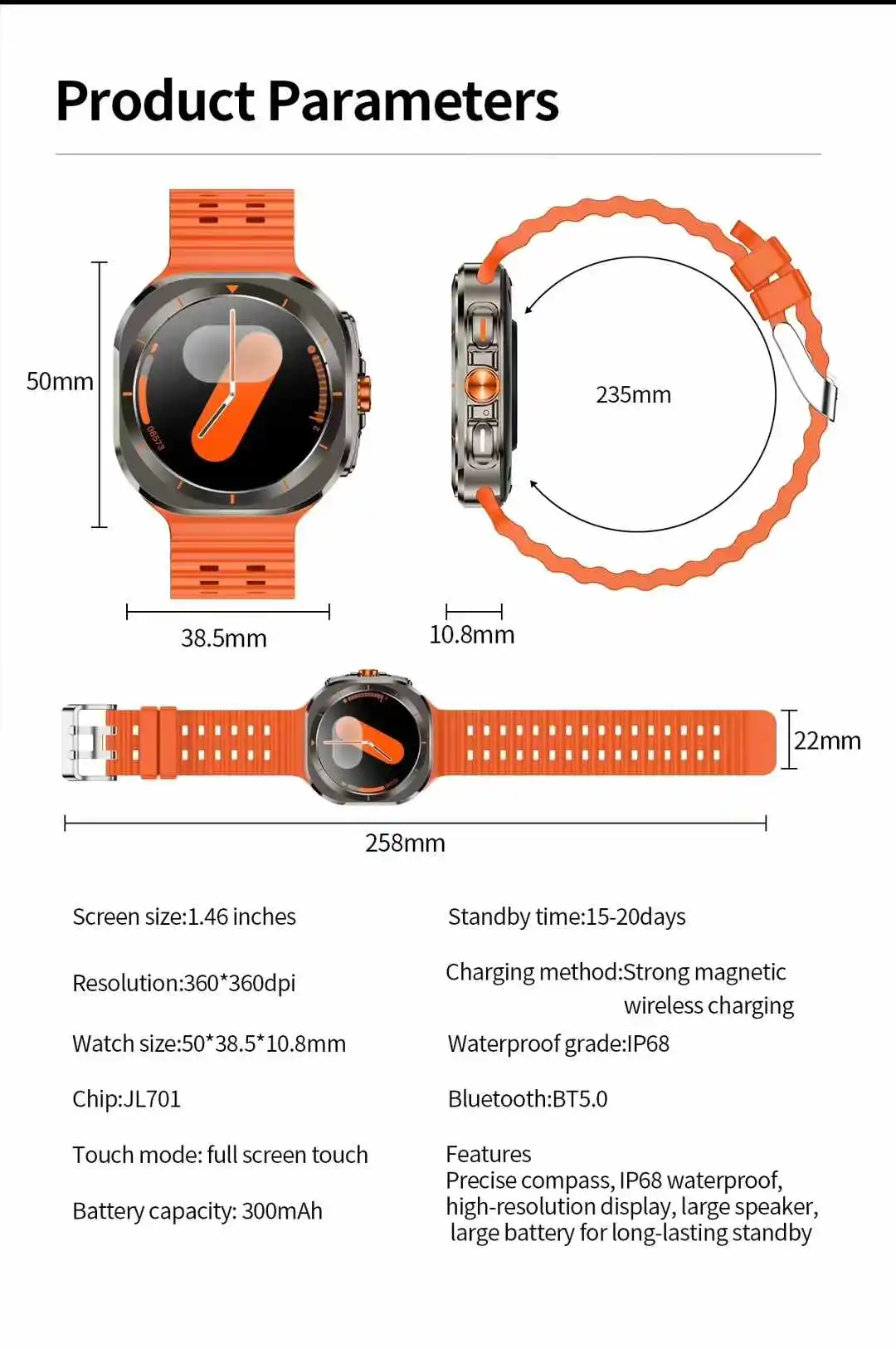 Z7 Ultra Smartwatch - IP68 Waterproof with GPS & Heart Rate