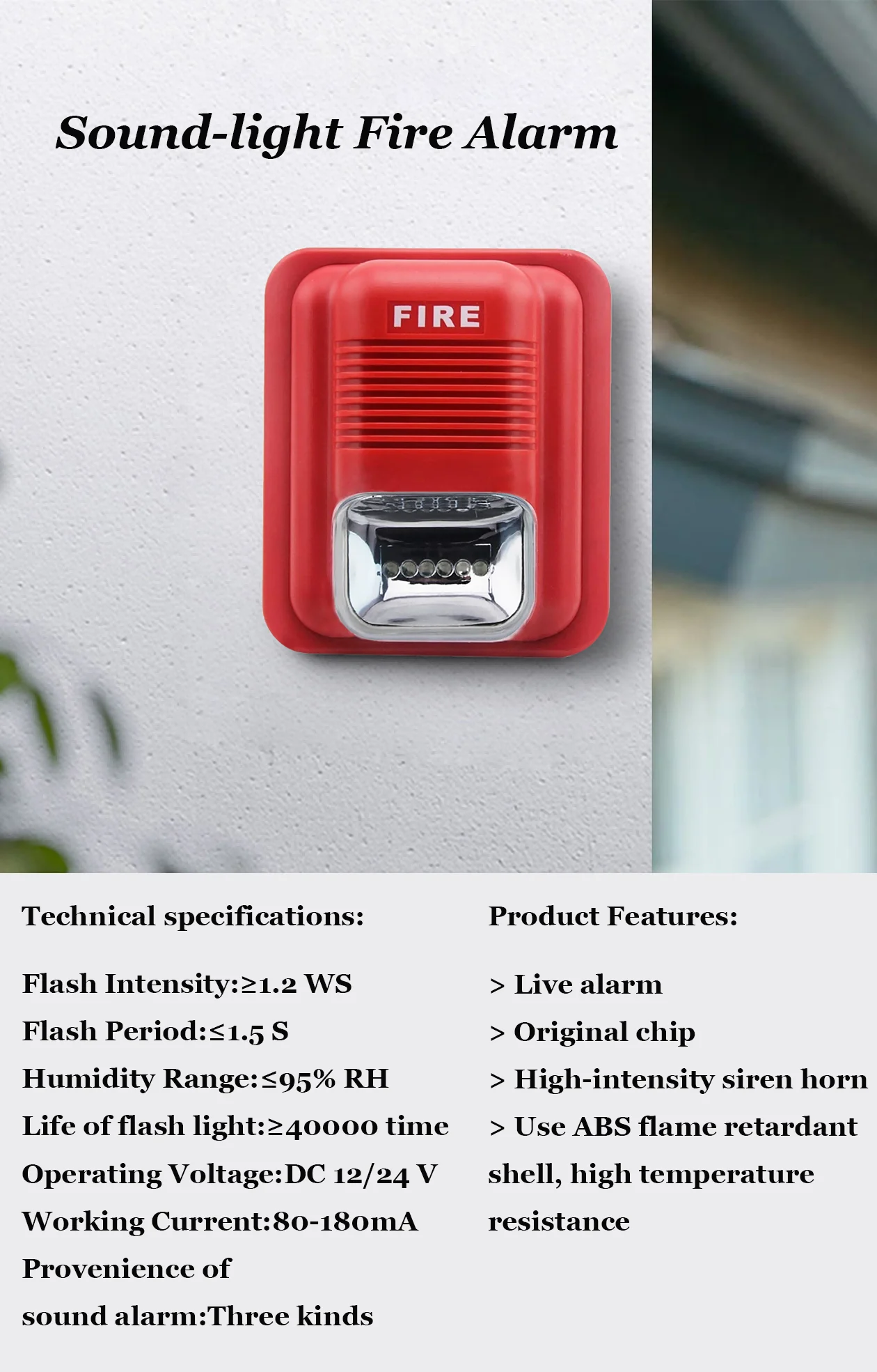 Pgst Rf 433 Fire Alarm Siren Wired Emergency Alarm Sounder Fire Strobe ...