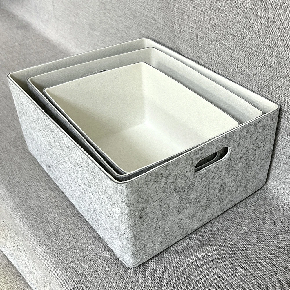 3 Pcs Nordic Felt Material Dirty Clothes Storage Basket Bins ...