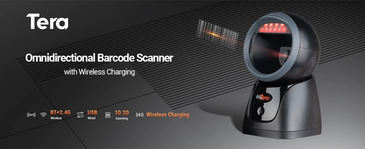 Tera 2D Wireless &USB 2.0 Wired Desktop Barcode Scanner Scanning ...