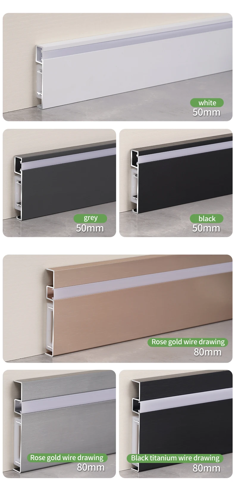 Led Aluminum Skirting Light Profile Wall Skirting Board Baseboard Floor ...