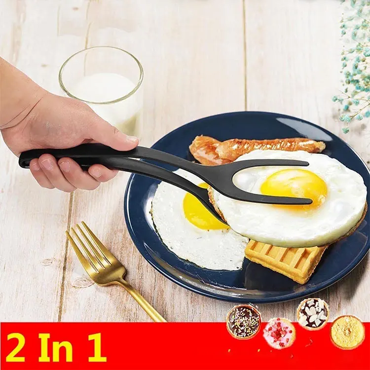 2 In 1 Non-stick Fried Egg Turners Pancake Toasted Bread Grip And Flip ...
