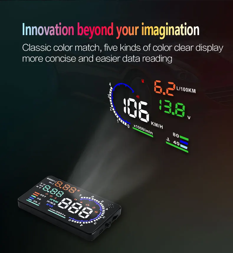 Acceleration Brake Test A500 HUD Smart Gauge Head Up Display OBD2 GPS ...