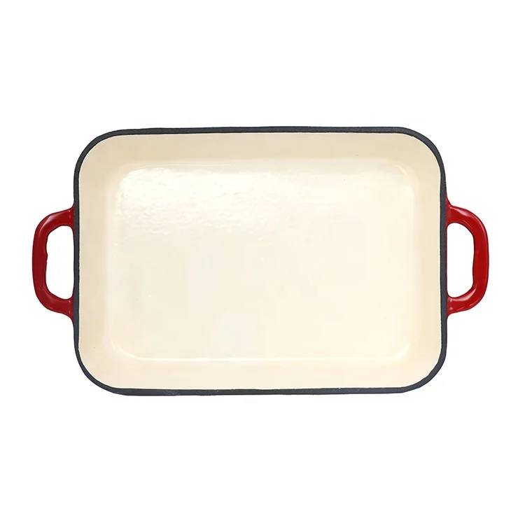 Customization Enamel Roaster Pan Cast Iron Stove Induction Rectangle ...