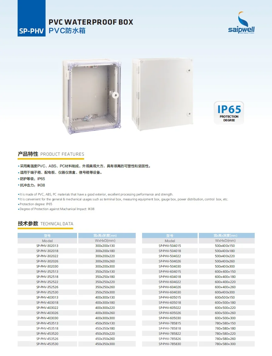 Electrical Enclosures Plastic Saipwell Sp Phv Pvc Ip65 Electrical