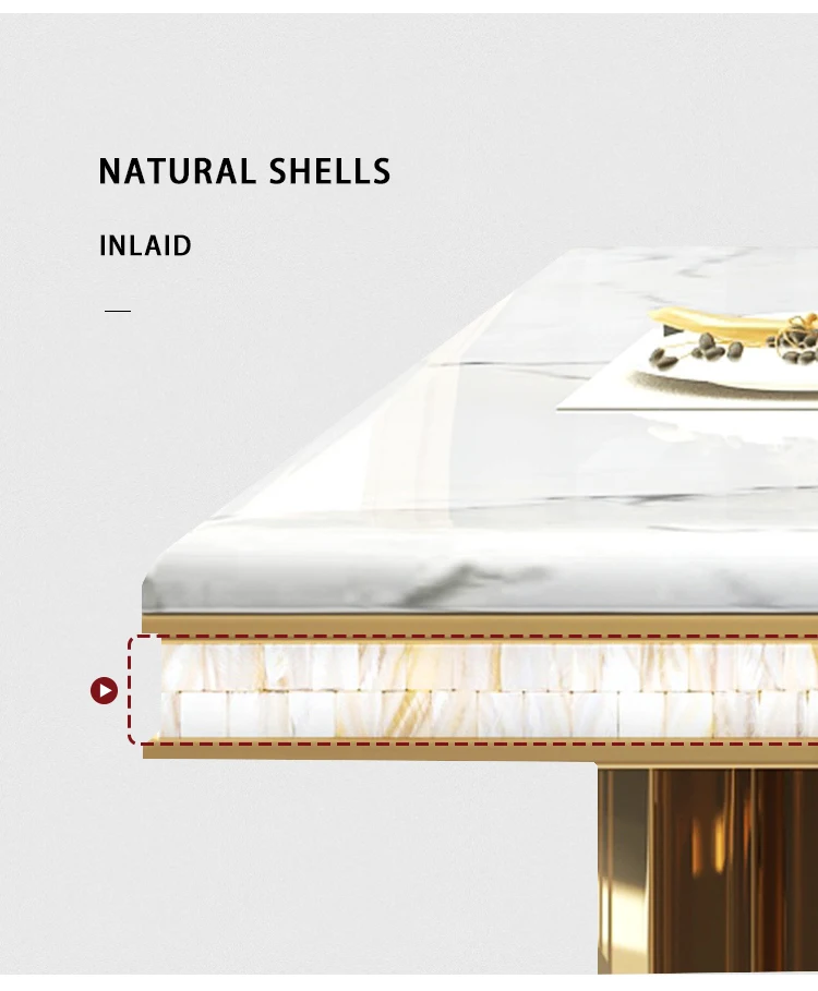 Golden Metal Base Dining Table - Modern & Stylish