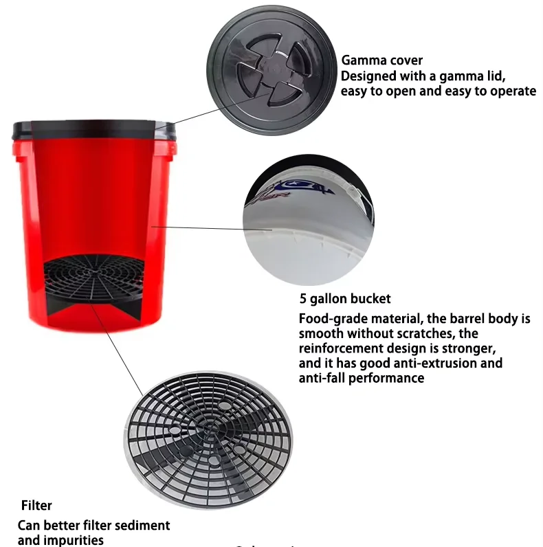 5 Gallon Plastic Car Wash Bucket - Durable & Recyclable