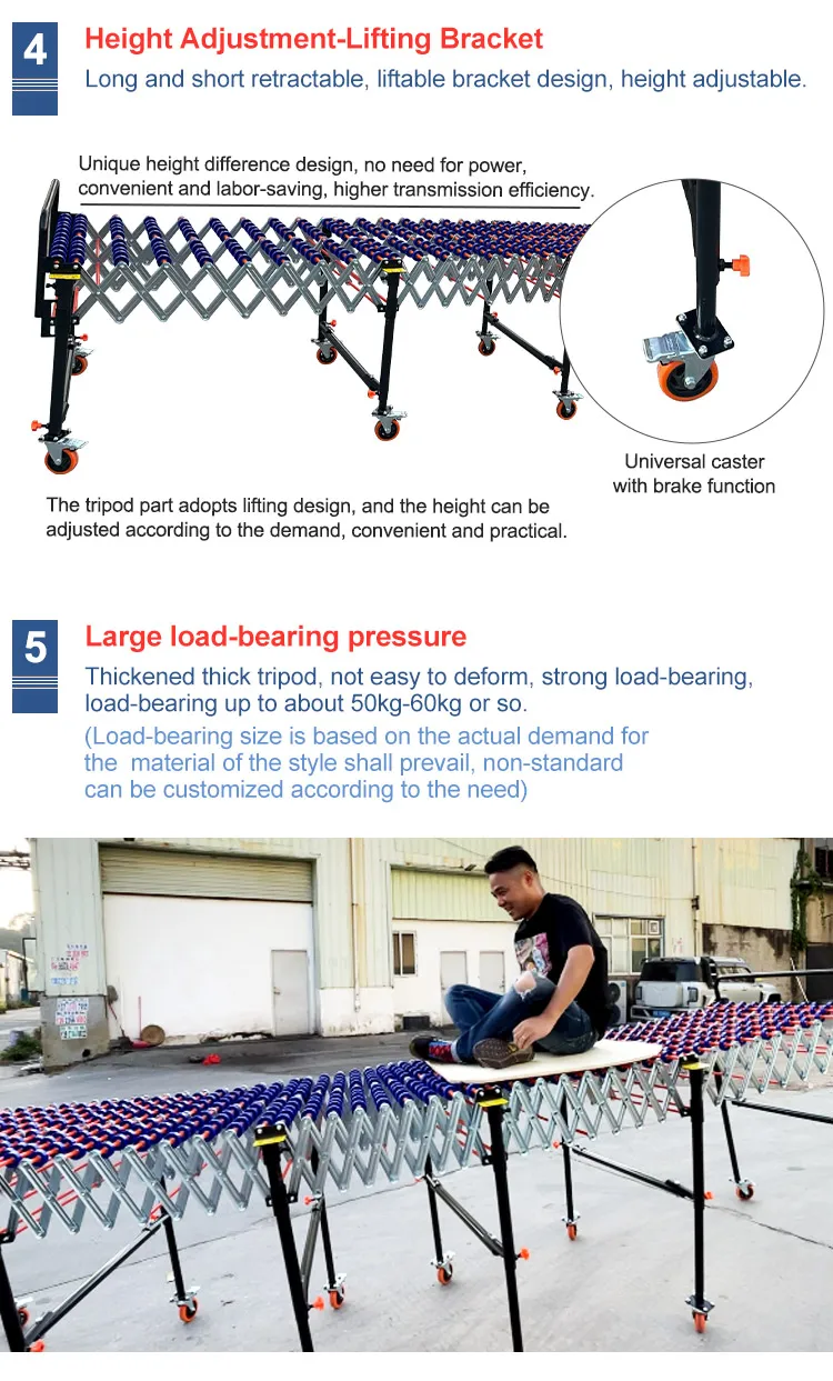 Gravity Portable Customized Retractable Flexible Roller Conveyor for ...