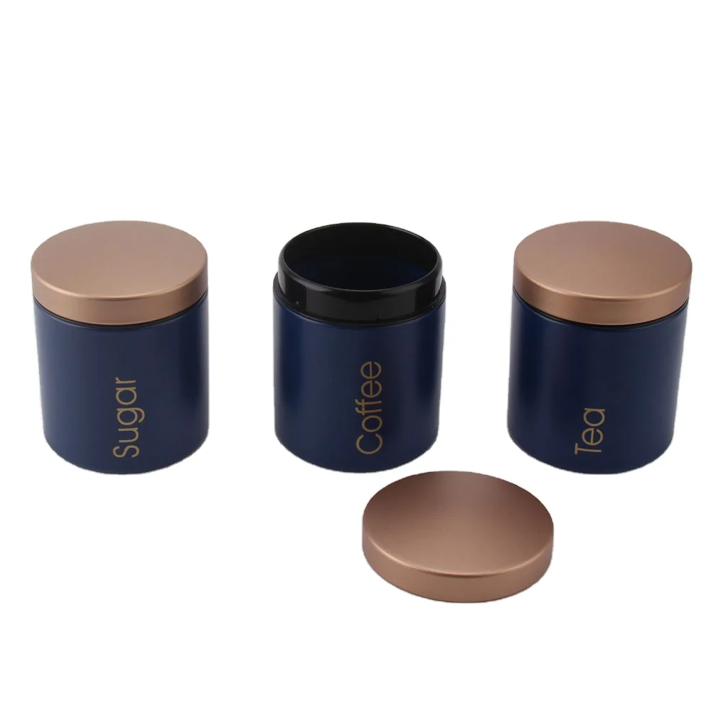 900ml White Color Golden Lid Small Jars Tea Coffee Sugar Stainless ...