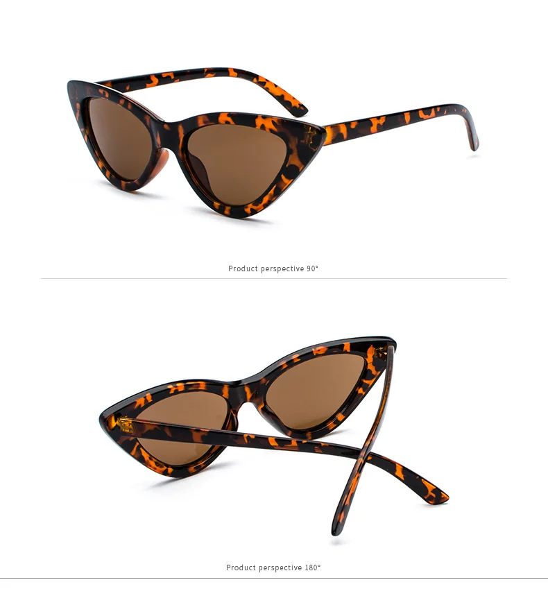 New Fashion Triangle Small Cat Eye Sunglasses Women Retro Black White