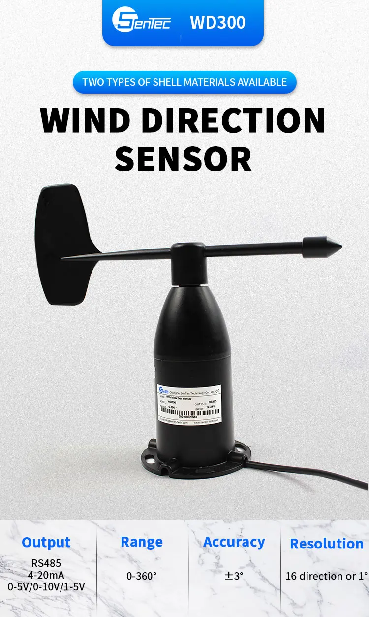 WD300 Digital RS485 RS232 Modbus Aluminum Alloy Wind Direction Sensor ...