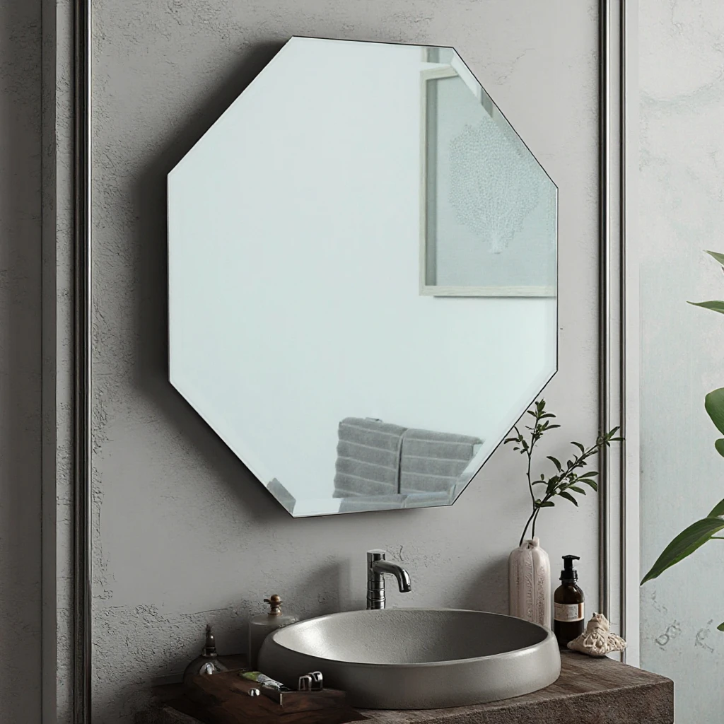 Modern Beveled Edge Decorative Glass Mirror Square Rectangle For Living ...