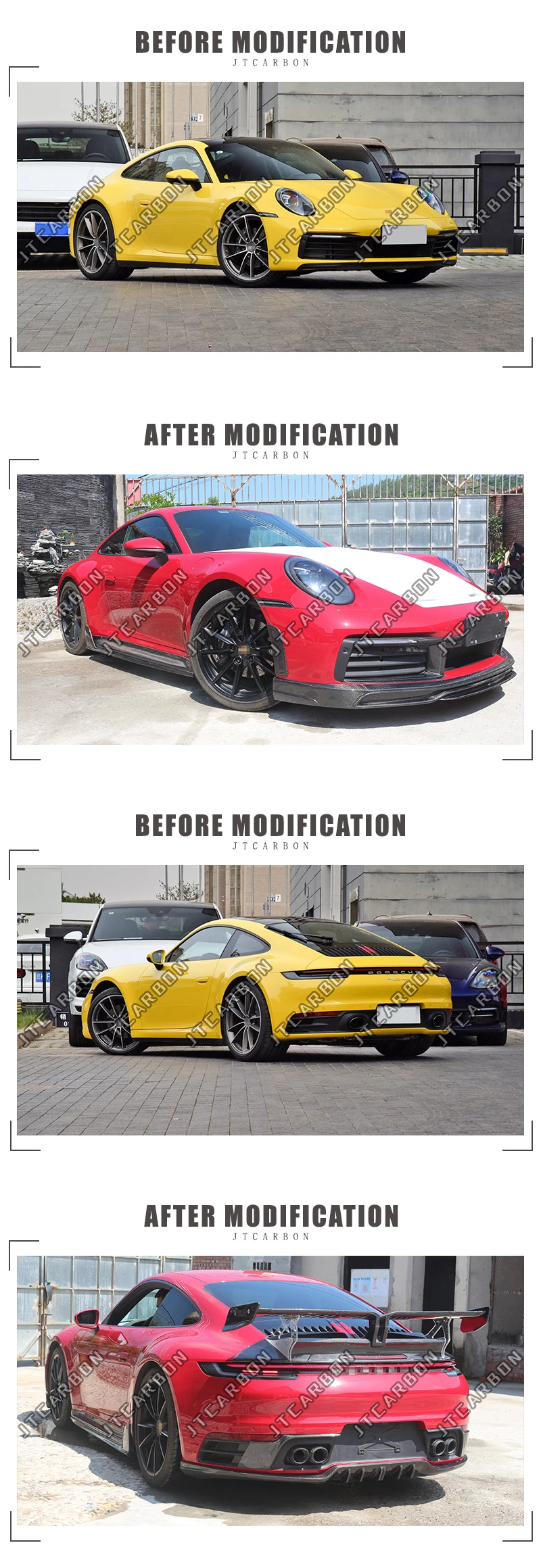 Carbon Fiber Full Body Kit for Porsche 911 992 Front Lip Side Skirt ...