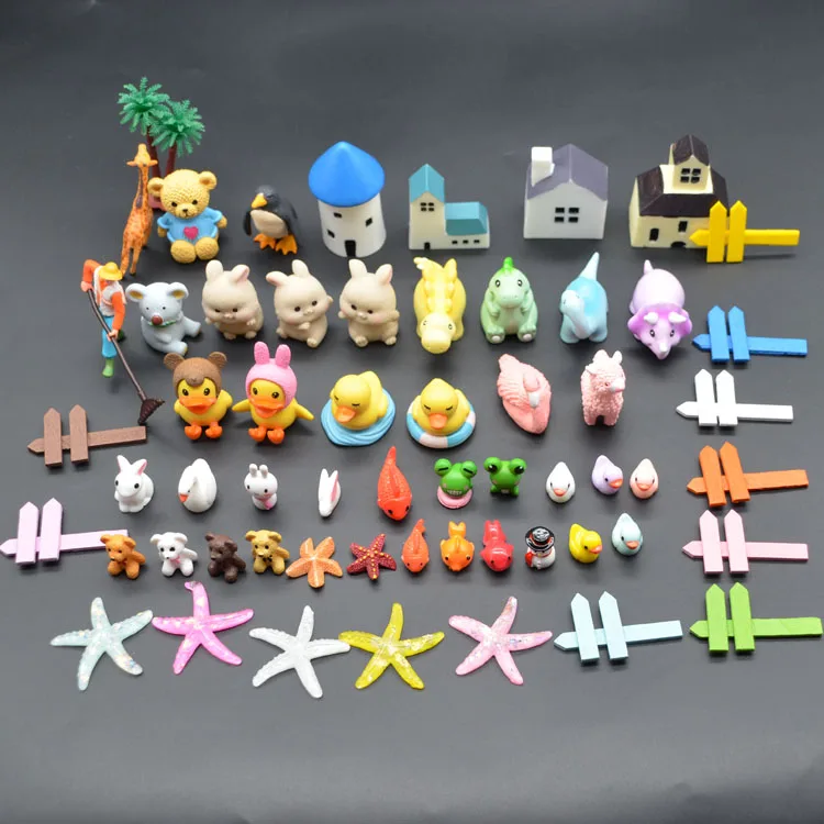 Resin Crafts Collectible Cute Kawaii Toys Animal Terrarium Figures Sets ...