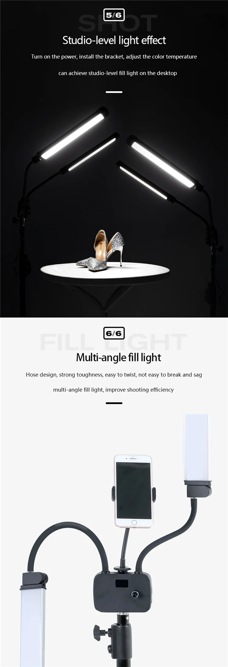 2 Arms Fill Light - Beauty Lash Lamp for Salon & Vlogs