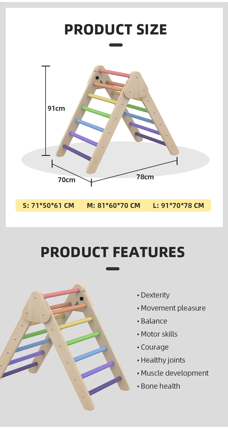 Pickle Triangle Wood Baby Gym Climbing Triangle Set Of 3 Montessori ...