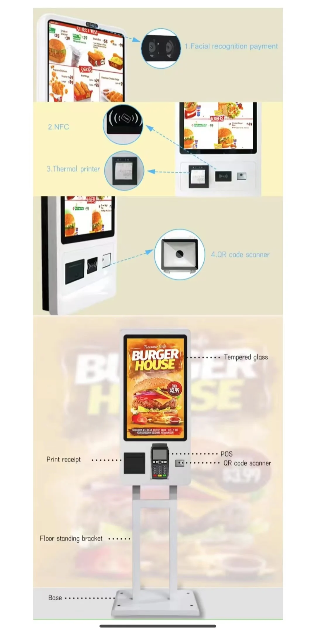 Self Service Payment Kiosk Shopping Mall Restaurant Hotel Check in Card ...